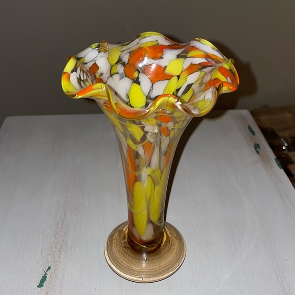 Accents | 192s Vintage Handmade Dotted Multi Color Orange Glass Pontil ...